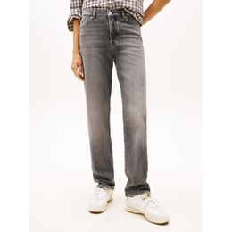 Straight-Jeans Tommy Jeans "KIRA MR SLIM STR", Damen, Gr. 34, Länge 30, denim grau 01, Denim/Jeans, Obermaterial: 99% Baumwolle, 1% Elasthan, Abriebeffekte, regular fit knöchellang, Jeans Straight-Jeans