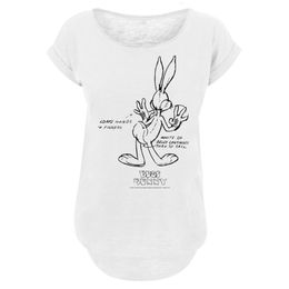 F4NT4STIC Long Cut T-Shirt Looney Tunes Bugs Bunny White Belly in wei&szlig; | Gr.: XS