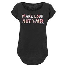 F4NT4STIC Long Cut T-Shirt WOODSTOCK Make Love Not War Floral in schwarz | Gr.: XL