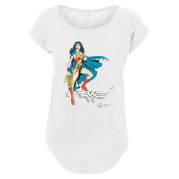 F4NT4STIC Long Cut T-Shirt DC Comics Wonder Woman Standing Logo in wei&szlig; | Gr.: S