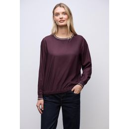 Langarmbluse Street One, Damen, Gr. 38, jazz berry, Stoff, 100% Viskose, unifarben, normal normal, U-Boot-Ausschnitt, Rippb&uuml;ndchen, Blusen, mit Elastiksaum