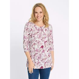 Longshirt Classic Basics "Longshirt", Damen, Gr. 46, altrosa, ecru, bedruckt, 100% Baumwolle, gebl&uuml;mt, gemustert, Rundhals, Shirts Longshirt