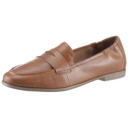 Slipper Tamaris, Damen, Gr. 37, braun (cognac), Leder, unifarben, Schuhe Slipper, Blockabsatz, Businessschuh, mit klassischem Zierriegel
