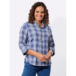 Karobluse Casual Looks, Damen, Gr. 42, royalblau, wei&szlig;, kariert, 50% Polyester, 49% Baumwolle, 1% Elasthan, gemustert, kariert, mehrfarbig, Blusen Karobluse