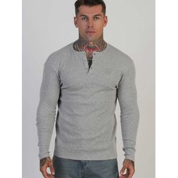 SikSilk Shirt 'Henley T-Shirt' Herren Gr&ouml;&szlig;e L grau