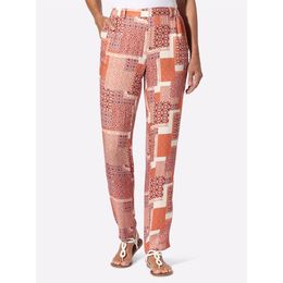 Webhose Inspirationen, Damen, Gr. 50, Normalgr&ouml;&szlig;en, champagner, papaya, bedruckt, 100% Viskose, Hosen