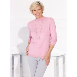 Stehkragenpullover "Stehkragen-Pullover", Damen, Gr. 42, ros&eacute;, 50% Viskose, 28% Polyester, 22% Polyamid, unifarben, Pullover Stehkragenpullover