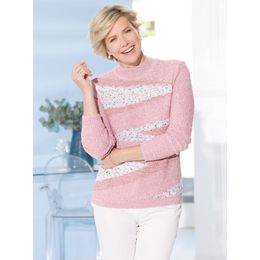 Stehkragenpullover CLASSIC "Stehkragen-Pullover", Damen, Gr. 40, rosé, gemustert, 50% Polyester, 50% Polyacryl, gemustert, mehrfarbig, Pullover Stehkragenpullover