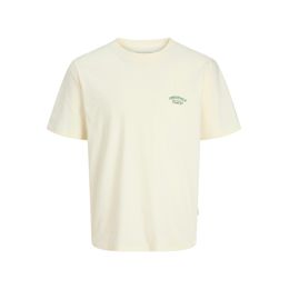 Jack & Jones T-Shirt JACK & JONES "JORGREENE BRANDING TEE SS CN CH", Damen, Gr. M, antique weiß, Jersey, Obermaterial: 100% Baumwolle, bedruckt, regular fit, Rundhals, Shirts T-Shirt