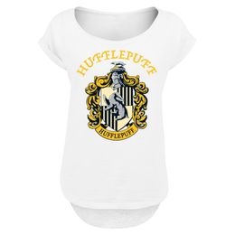 F4NT4STIC Long Cut T-Shirt Harry Potter Hufflepuff Crest in wei&szlig; | Gr.: S