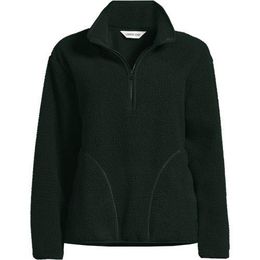 LANDS' END Teddy-Pullover mit Rei&szlig;verschluss, Damen,  Gr&uuml;n, Polyester, by Lands' End