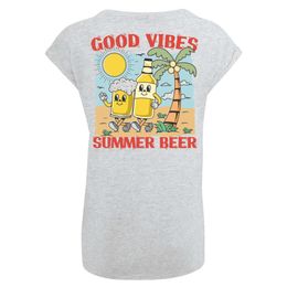 F4NT4STIC Extended Shoulder T-Shirt Summer Time Vintage Beer Cartoon in grau meliert | Gr.: 4XL