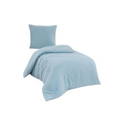 Traumschlaf Bettw&auml;sche Musselin Uni in bleu | Gr.: 135 x 200 + 80 x 80 cm