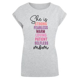F4NT4STIC T-Shirt Mothers Day Strong & Fearless Mom Inspirational Quote in grau meliert | Gr.: XXL