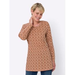 Sieh an! Longshirt in apricot-rostrot-bedruckt | Gr.: 42