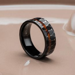 Holzkern Sumo Ring Obsidian und Titan