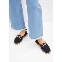 bonprix Espadrilles mit Schnalle, schwarz, Vegan