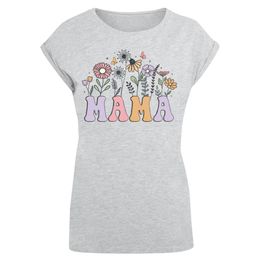 F4NT4STIC T-Shirt Muttertags Blumen Mama in grau meliert | Gr.: 4XL