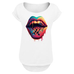 F4NT4STIC Long Cut T-Shirt Drooling Lips LONG TEE in wei&szlig; | Gr.: S