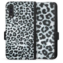 DeinDesign Galaxy A50 Handy Klapphülle Handyhülle aus Kunst Leder schwarz Flip Case Leo Print Animal Look Fur Sideflip mit Lasche