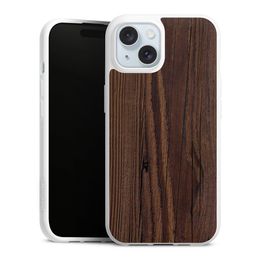 DeinDesign iPhone 15 Handy Silikon H&uuml;lle Case wei&szlig; Handyh&uuml;lle Wooden Look Wood Nut Tree Silikon Case