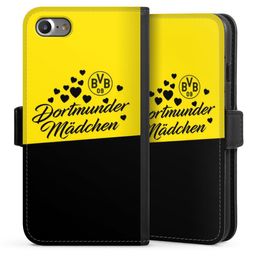 DeinDesign iPhone 8 Handy Klapph&uuml;lle Handyh&uuml;lle aus Kunst Leder schwarz Flip Case Dortmunder Girl Borussia Dortmund Bvb Sideflip mit Lasche