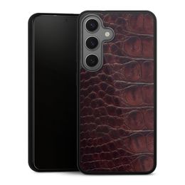 DeinDesign Galaxy S25 Handy Gallery Case Handyh&uuml;lle 9H Geh&auml;rtetes Glas R&uuml;ckseite H&uuml;lle Leather Crocodile Animal Print Gallery Case