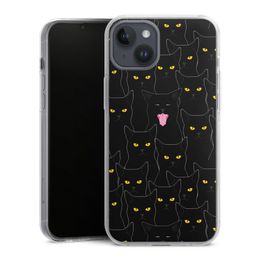 DeinDesign iPhone 14 Plus Handy Case Handyh&uuml;lle transparent H&uuml;lle Cat Muster Eye Hard Case