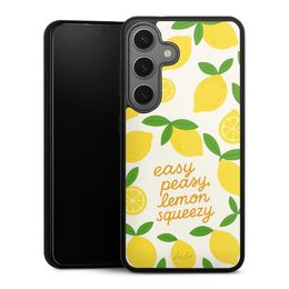 DeinDesign Galaxy S25 Handy Gallery Case Handyh&uuml;lle 9H Geh&auml;rtetes Glas R&uuml;ckseite H&uuml;lle Lemon Statement Spruch Gallery Case
