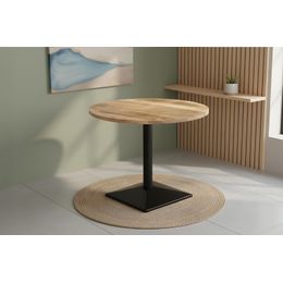 Bistrotisch rund 80 x 80 cm Mangoholz massiv S&auml;ulengestell-eckig schwarz EMILIO