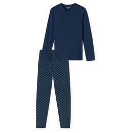 Schiesser Long Pajamas 'Casual Essentials' male Blue size L