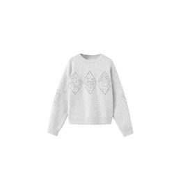 Mango Kids Pullover 'Diamond' Mädchen Größe 154/164 hellgrau / silber