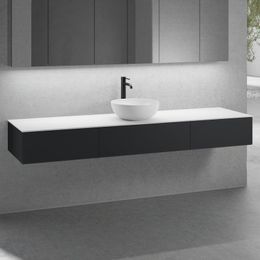 neoro n50 M&ouml;belanlage B: 200 cm mit 3 Ausz&uuml;gen, Waschtisch &Oslash; 40 cm wei&szlig; matt,, BN0064WM+BN0412BM+2#BN0411BM+BN0406WH,
