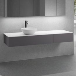 neoro n50 M&ouml;belanlage B: 180 cm mit 2 Ausz&uuml;gen, Waschtisch &Oslash; 40 cm wei&szlig; matt,, BN0064WM+BN0414GR+BN0411GR+BN0409WM,