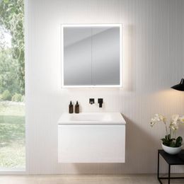 rivea Dia Unterschrank B: 81 cm mit 1 Auszug, Waschtisch ohne Hahnloch wei&szlig; matt, mit n60 Spiegelschrank f&uuml;r die Schweiz,, BR0037WH+BR0054WM+BN0500MI,