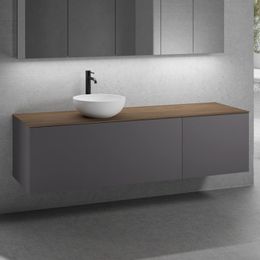 neoro n50 M&ouml;belanlage B: 180 cm mit 2 Ausz&uuml;gen, Waschtisch &Oslash; 45 cm wei&szlig; matt,, BN0106WM+BN0434GR+BN0431GR+BN0409WL,