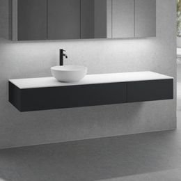 neoro n50 M&ouml;belanlage B: 180 cm mit 2 Ausz&uuml;gen, Waschtisch &Oslash; 45 cm wei&szlig; matt,, BN0106WM+BN0414BM+BN0411BM+BN0409WM,