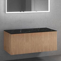 neoro n50 line Unterschrank B: 120 cm mit 1 Auszug, mit profilierter Eichenfront, BN0464BPO+BN0404C2,