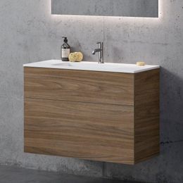 neoro n50T46 Unterschrank B: 100 cm mit 2 Ausz&uuml;gen, Waschtisch eckig wei&szlig; matt,, BN0076WL,