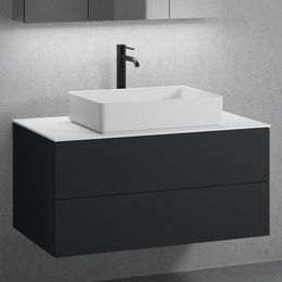 neoro n50 Unterschrank B: 100 cm mit 2 Ausz&uuml;gen, Waschtisch B: 58 cm wei&szlig; matt,, BN0065WM+BN0423BM+BN0403WH,
