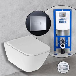 Geberit Smyle Square Compact Komplett-SET Wand-WC mit neeos Vorwandelement,, 500379018+16601CR#SET,