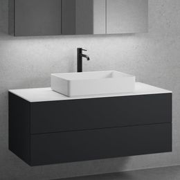 neoro n50 Unterschrank B: 120 cm mit 2 Ausz&uuml;gen, Waschtisch B: 58 cm wei&szlig; matt,, BN0065WM+BN0424BM+BN0404WH,
