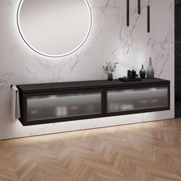 neoro n80 albus Unterschrank B: 240 cm mit 2 Ausz&uuml;gen, mit profilierter Glasfront, 2#BN0434PG+BN0407BM,