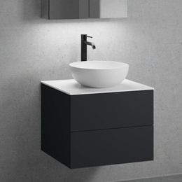 neoro n50 Unterschrank B: 60 cm mit 2 Ausz&uuml;gen, Waschtisch &Oslash; 40 cm wei&szlig; matt,, BN0064WM+BN0421BM+BN0401WH,