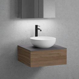 neoro n50 Unterschrank B: 60 cm mit 1 Auszug, Waschtisch &Oslash; 45 cm wei&szlig; matt,, BN0106WM+BN0411WL+BN0401GR,