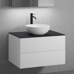 neoro n50 Unterschrank B: 80 cm mit 2 Ausz&uuml;gen, Waschtisch &Oslash; 45 cm wei&szlig; matt,, BN0106WM+BN0422WM+BN0402BM,