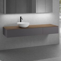 neoro n50 M&ouml;belanlage B: 180 cm mit 2 Ausz&uuml;gen, Waschtisch &Oslash; 45 cm wei&szlig; matt,, BN0106WM+BN0414GR+BN0411GR+BN0409WL,