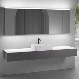 neoro n50 M&ouml;belanlage B: 220 cm mit 3 Ausz&uuml;gen, Waschtisch B: 58 cm wei&szlig; matt, mit Spiegelschrank,,