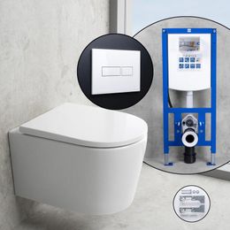 neoro n50 Komplett-SET Wand-WC mit SilentPowerFlush und neeos Vorwandelement,, BN0510WH+16601WH#SET,