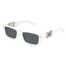 Dsquared2 ICON 0011/S | Herren-Sonnenbrille | Fassung: Vollrand, Quadratisch, Acetat, Wei&szlig; | Glasfarbe: Grau